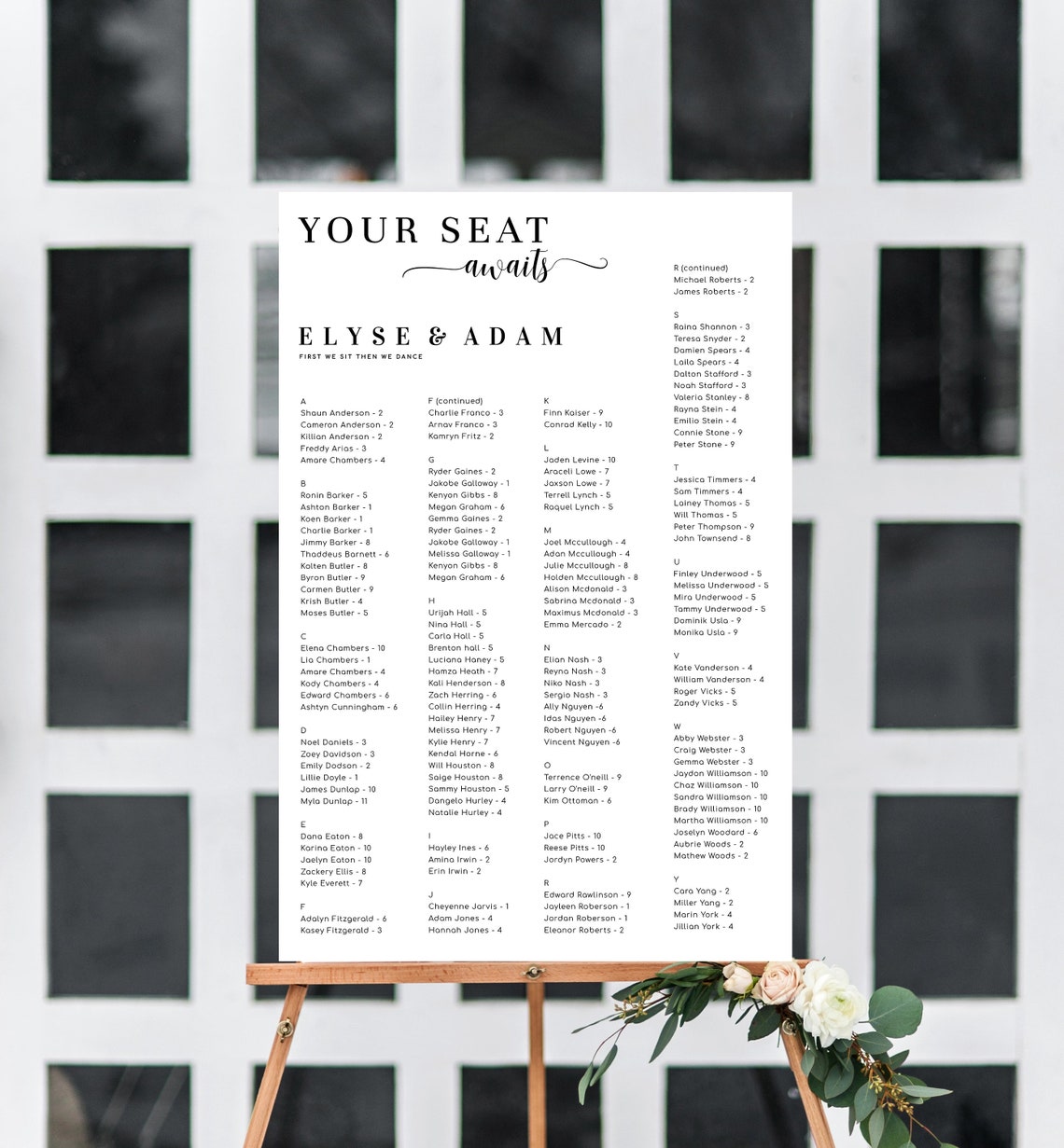 Alphabetical Seating Plan Printable Editable Modern Minimal - Etsy ...