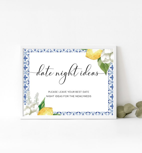 Date Night Ideas Cards and Sign Mediterranean Blue Tile | Etsy