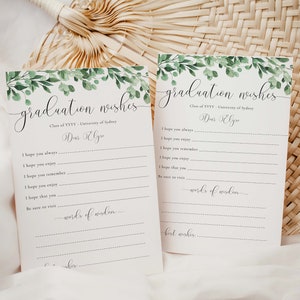 Printable Graduation Wishes Template, Greenery Leaves Graduation ...