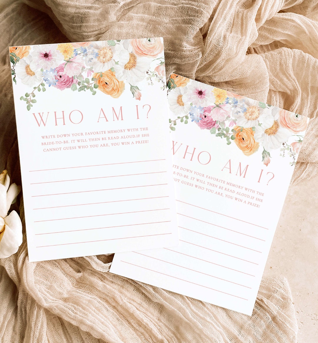 Who Am I Bridal Shower Game, Printable Favorite Memory With the Bride ...