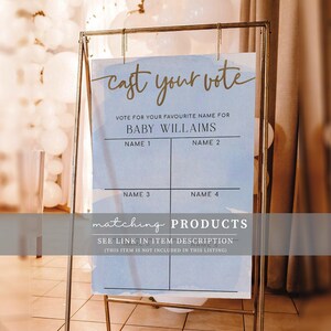 Blue Watercolor Baby Shower Game, Guess the Name (printable) - Etsy