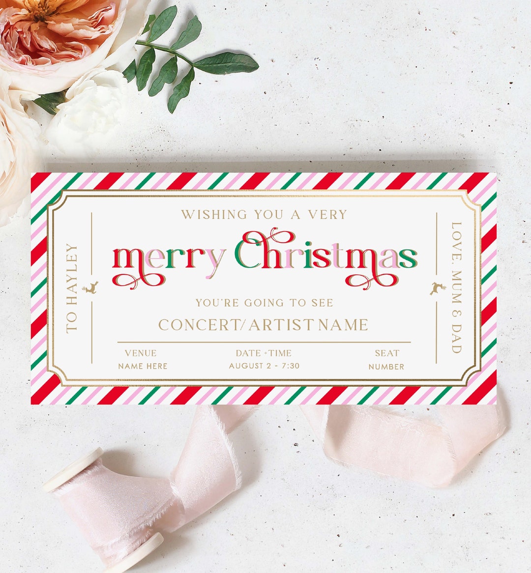 Christmas Concert Ticket Gift Voucher Template: Printable Festive ...