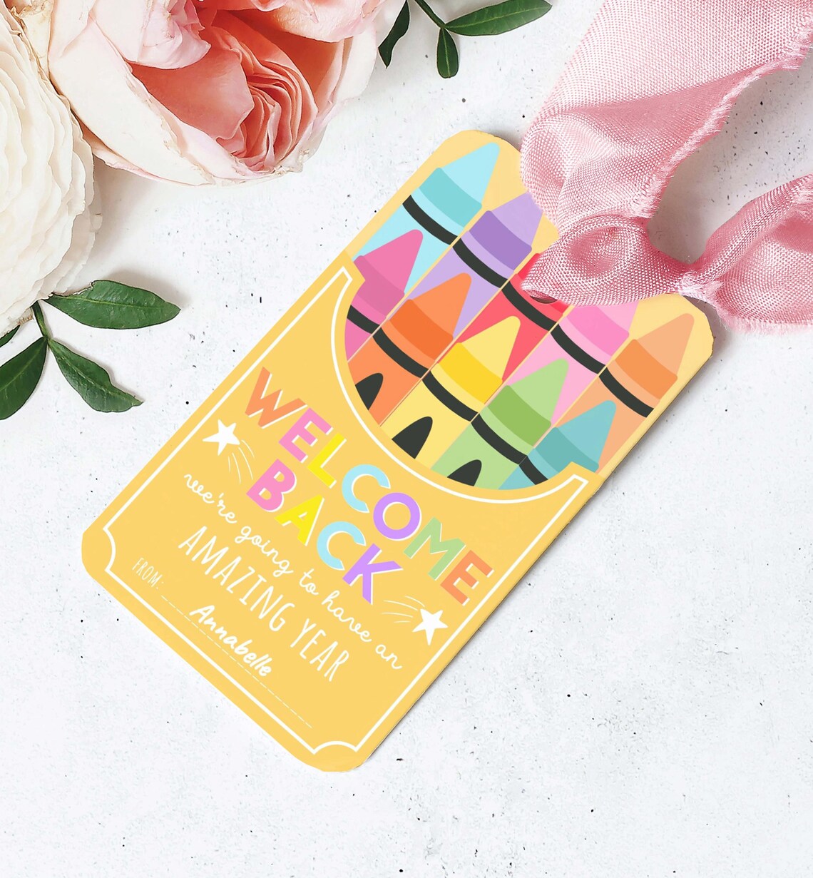 Back to School Pencil Tag Template: Editable Classroom Gift (digital ...