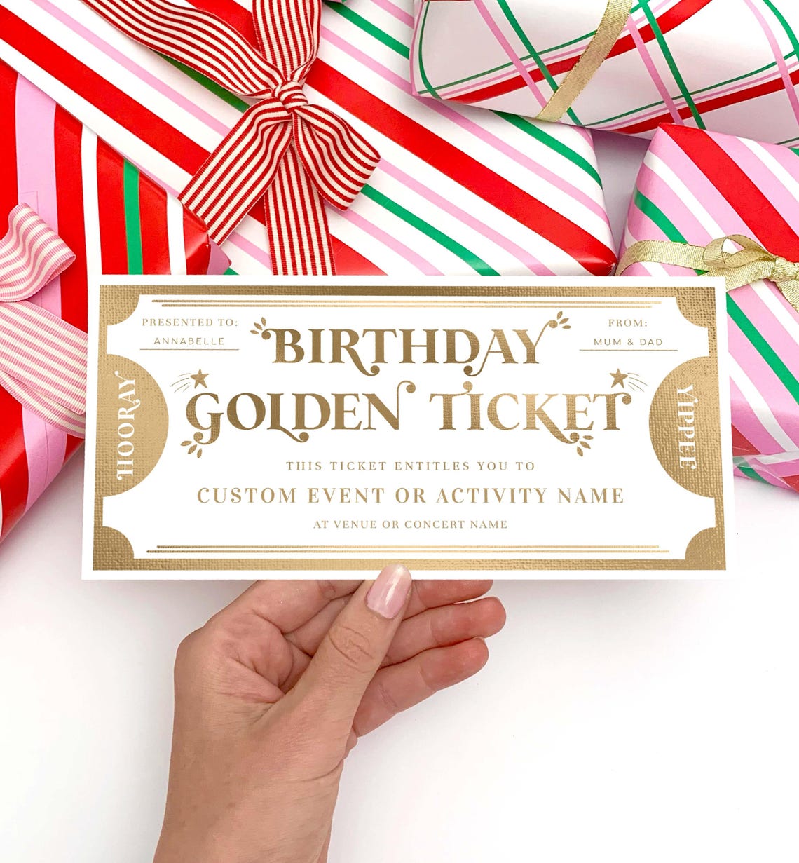 Printable Birthday Golden Ticket Gift Voucher Template (DIY Editable ...