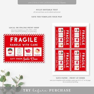Christmas Fragile Label, Printable Santa's Workshop Fragile Shipping ...
