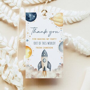 Rocket Ship Outer Space Birthday Favor Tag, Printable First Trip Around ...
