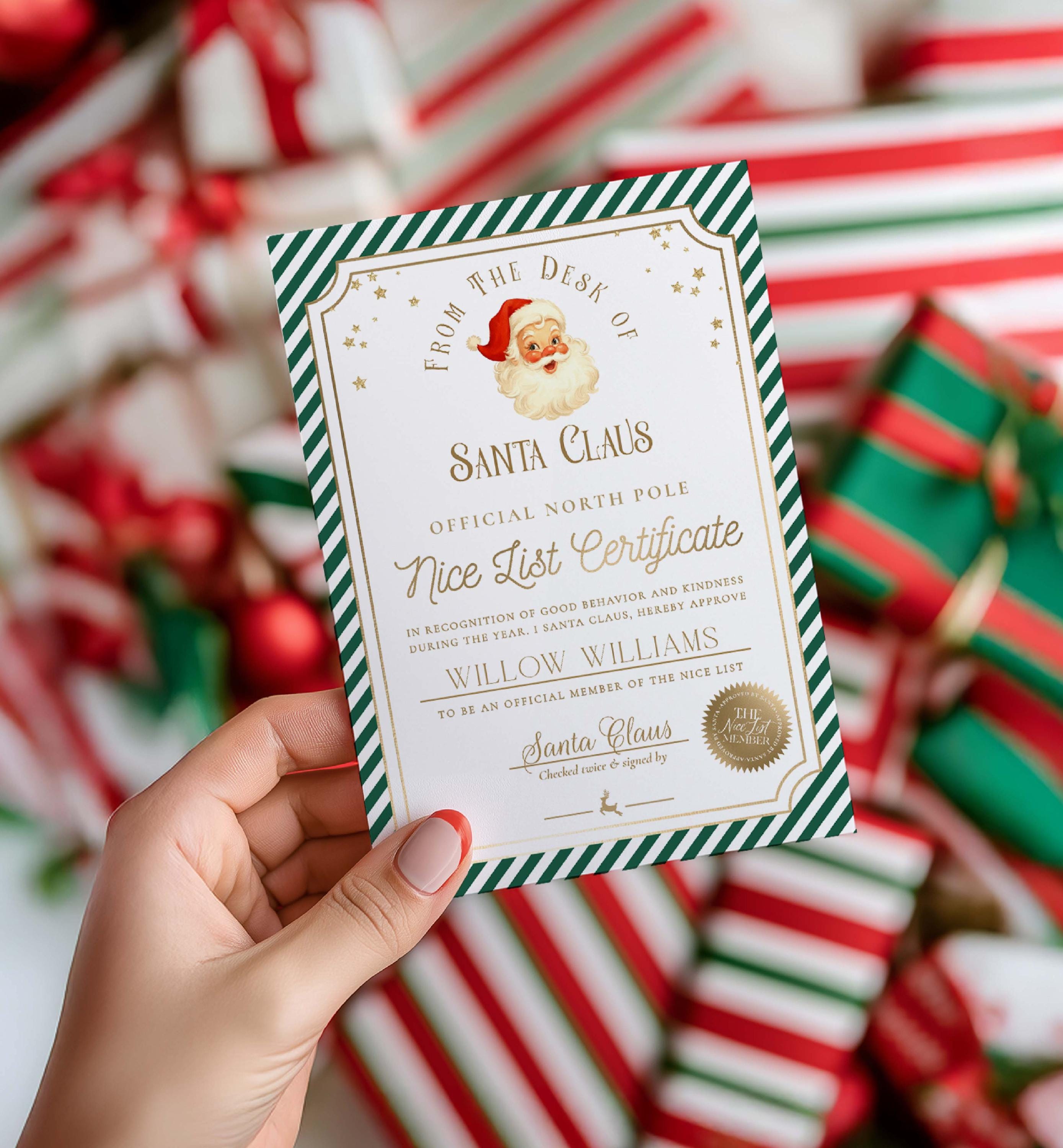 Printable Nice List Certificate Template, Approved Nice List Member ...