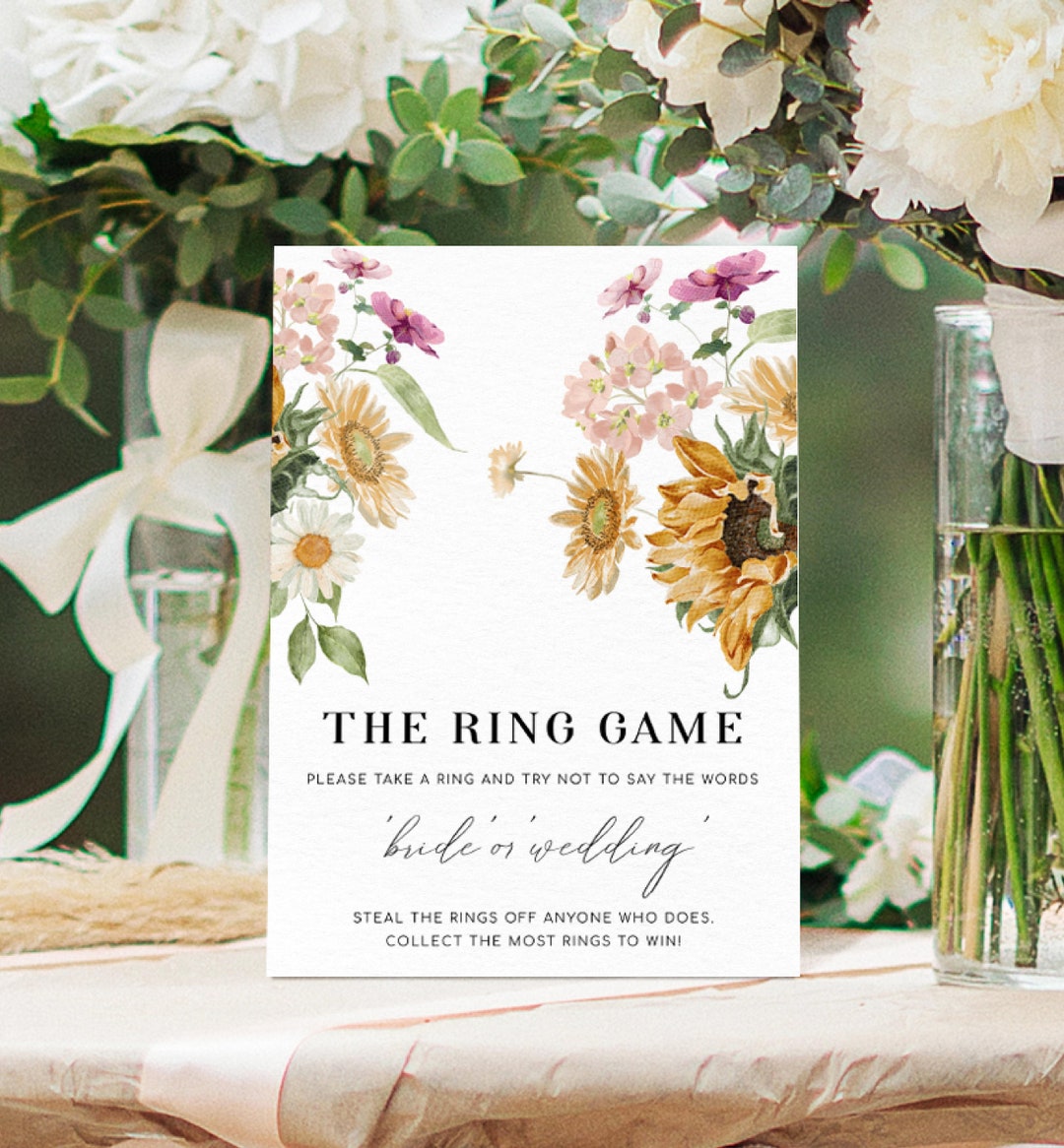 The Ring Game Sign, Printable Don't Say Bride or Wedding Game Sign ...