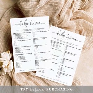Printable Baby Trivia Quiz Game, Baby Shower Game Template, Gender ...