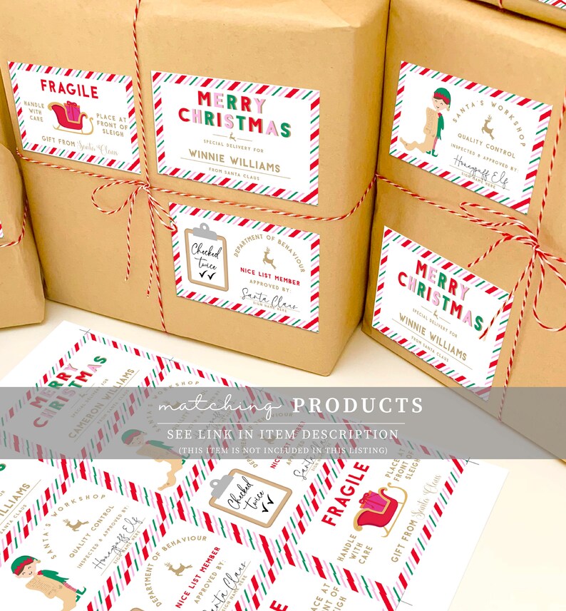 Printable Elf Mail Shipping Label Sticker, Santa Gift Tag (digital ...