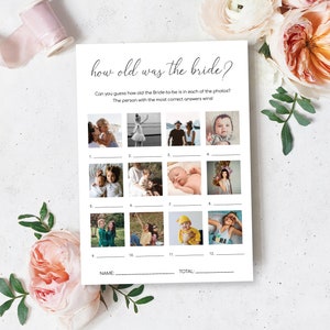 How Old Was the Bride Game, Minimalist Bridal Shower (printable ...