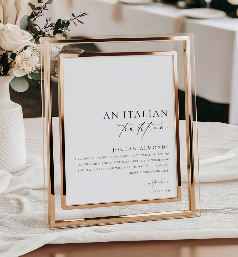 An Italian Tradition Sign, Printable Jordan Almonds Sign, Minimalist ...