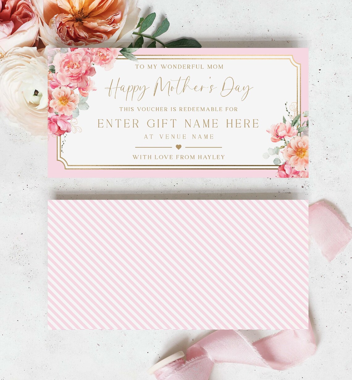 Custom Mother's Day Gift Voucher Template, Printable Mother's Day ...