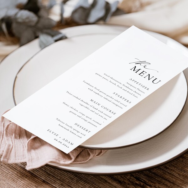 Simple Wedding Menu - Etsy