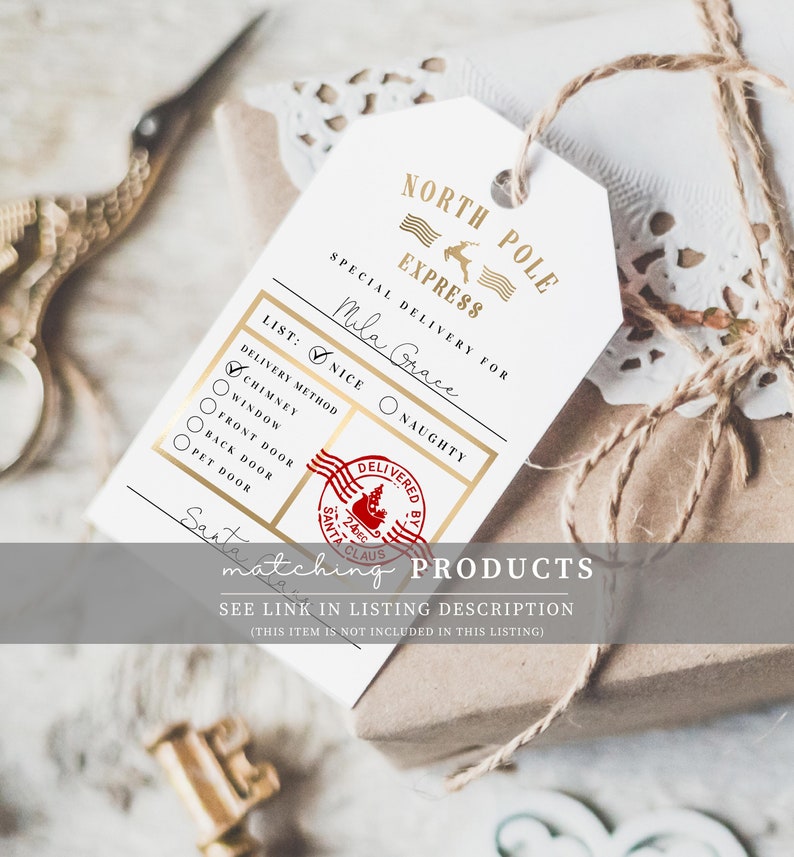 Printable Santa Gift Tags North Pole Express Customized Gift | Etsy