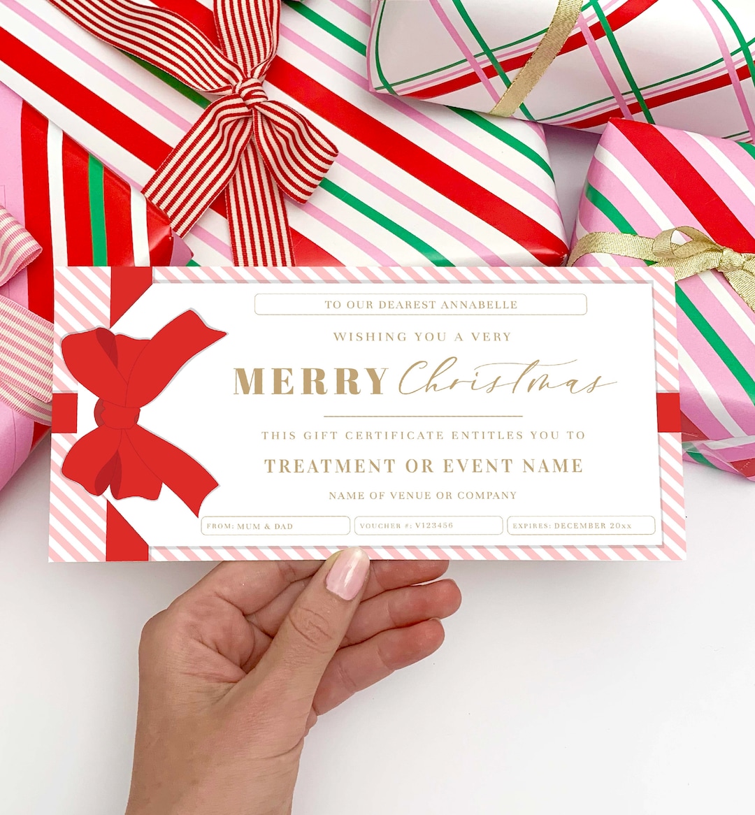 Printable Christmas Gift Voucher Template, Fully Editable Text Gift ...