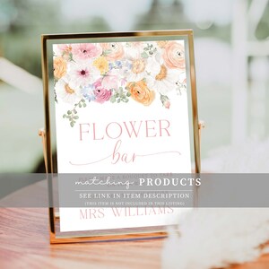 Printable Flower Bar Favor Tag Sign, Wildflower Bridal Shower Bouquet ...