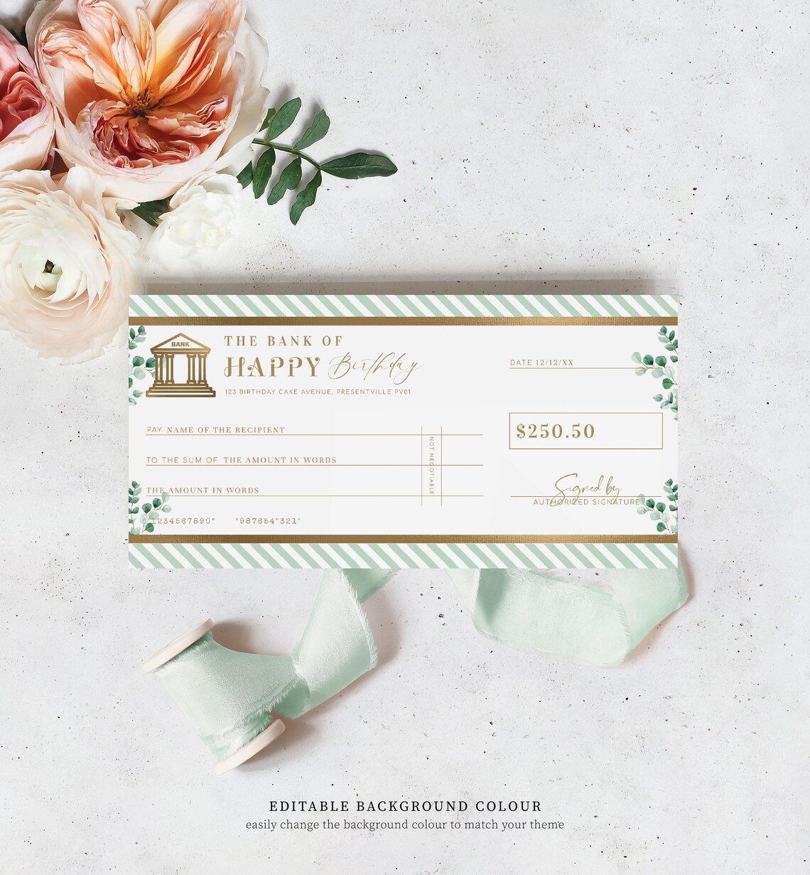 Birthday Cheque Template Fake Bank Cheque Gift Voucher - Etsy Australia