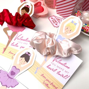 Printable Valentine's Day Scrunchie Tag Template, Ballerina Valentine's ...