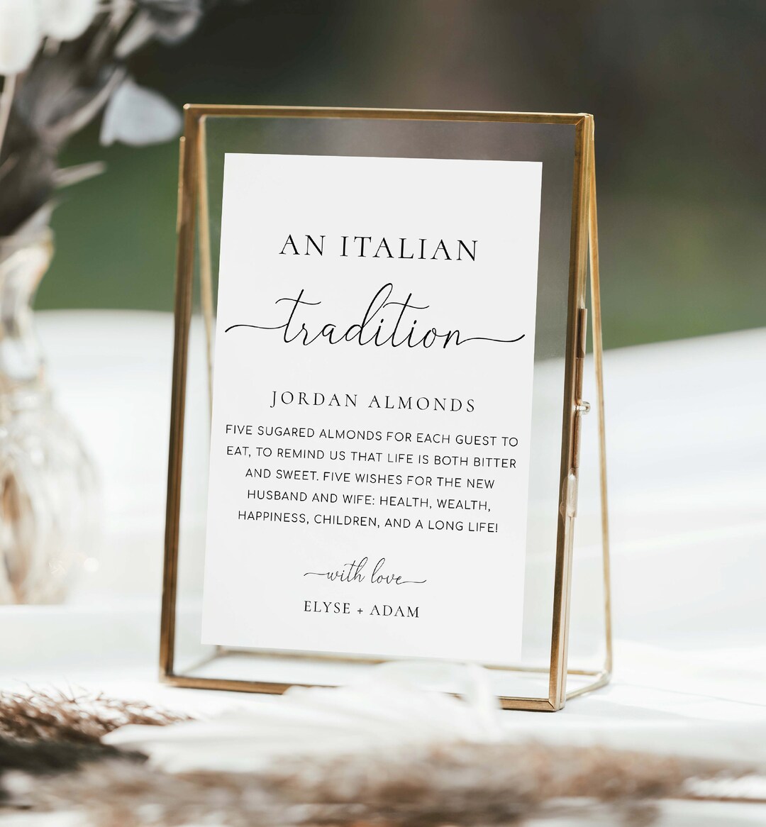 An Italian Tradition Sign, Printable Jordan Almonds Sign, Minimalist ...