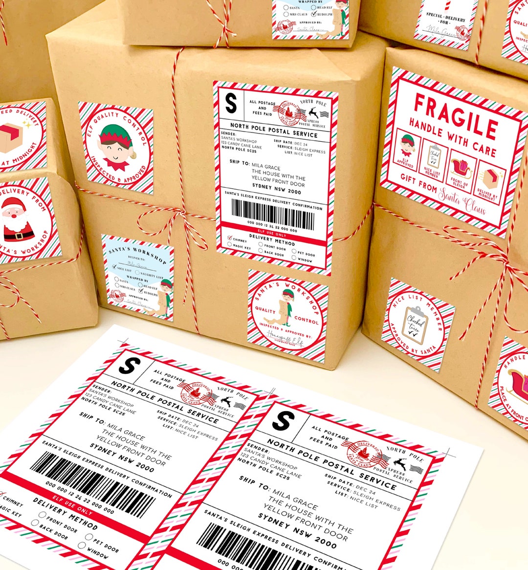 Printable Santa's Workshop Shipping Postal Gift Labels, North Pole ...