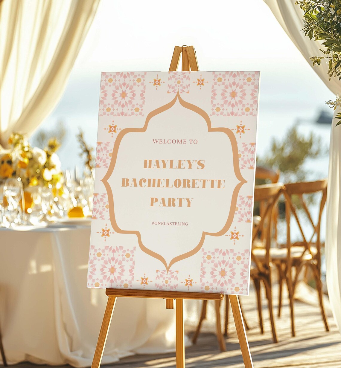 Printable Welcome Sign, Moroccan Tile Desert Bachelorette Party, Hens ...