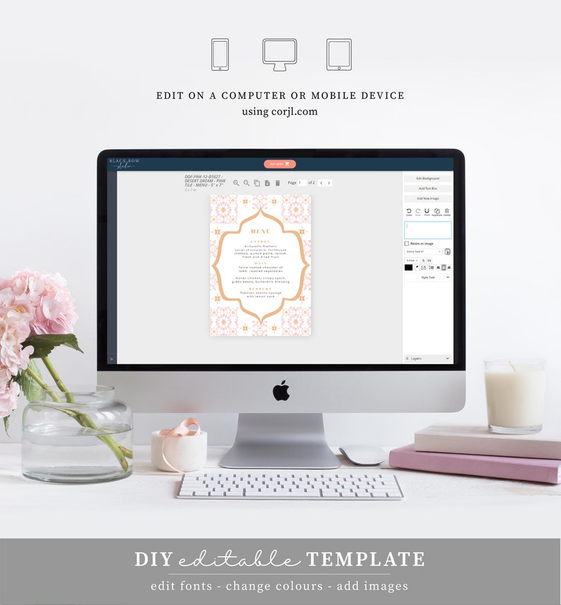 Editable Menu Template Moroccan Tile Desert Dinner Menu - Etsy