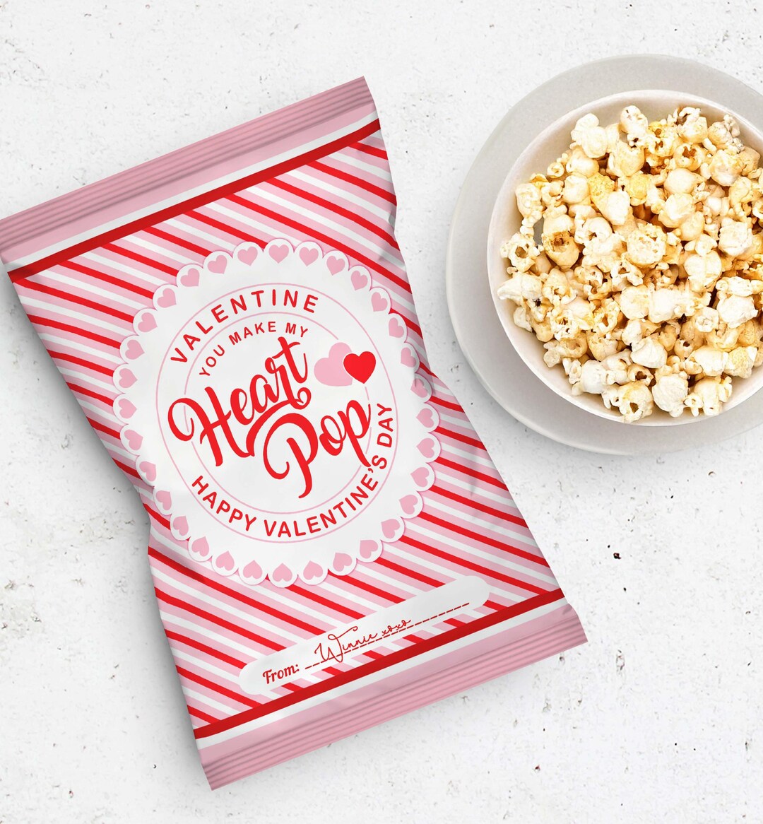 Valentine's Day Popcorn Packet Wrapper, Make My Heart Pop Printable ...