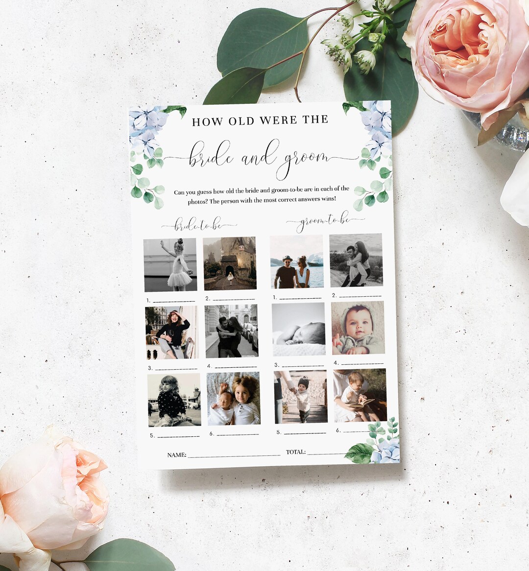 How Old Were the Bride and Groom Photo Game, Guess How Old Game, Bridal ...