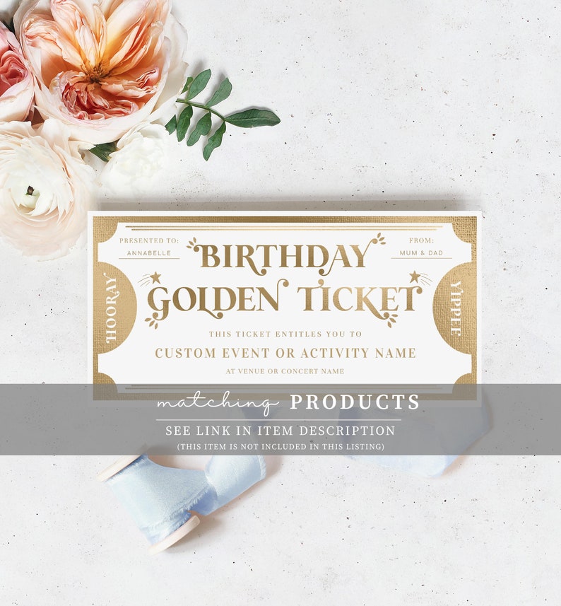 Retirement Golden Ticket Template, Custom Printable Gift Voucher ...