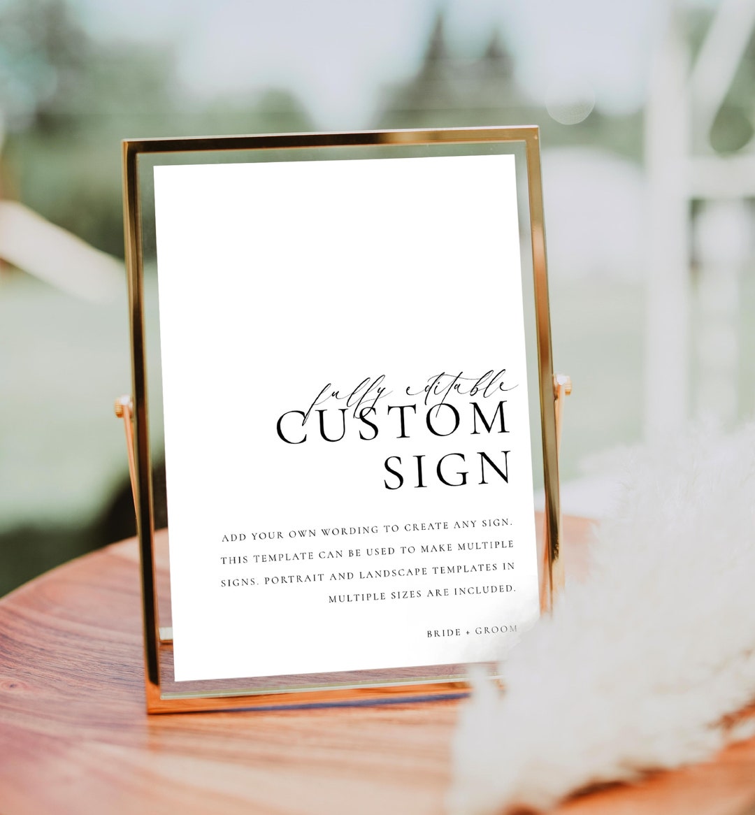 Fully Editable Sign Template, Minimalist Wedding Custom Text Sign ...