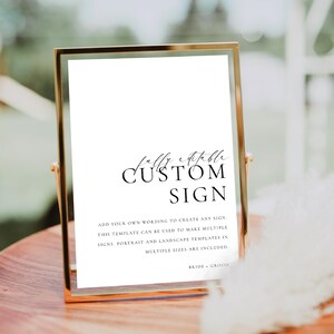Fully Editable Sign Template, Minimalist Wedding Custom Text Sign ...