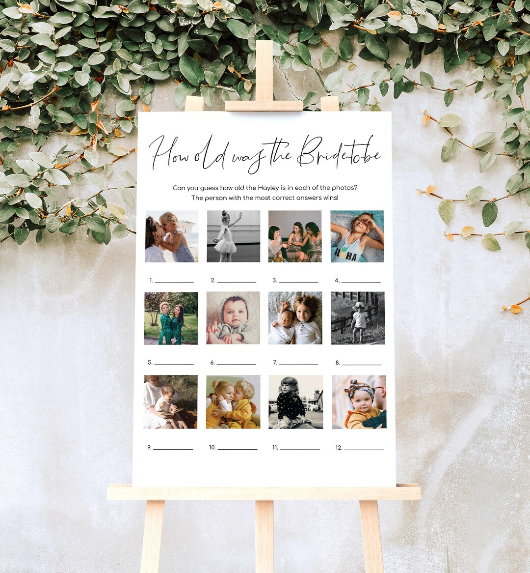 How Old Was the Bride Photo Game Printable Poster, Minimalist Baby ...