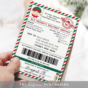 Printable Elf Mail Shipping Label Sticker, North Pole Mail Gift Tag ...