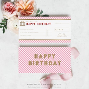 Birthday Cheque Template, Fake Bank Cheque Gift Voucher, Custom ...