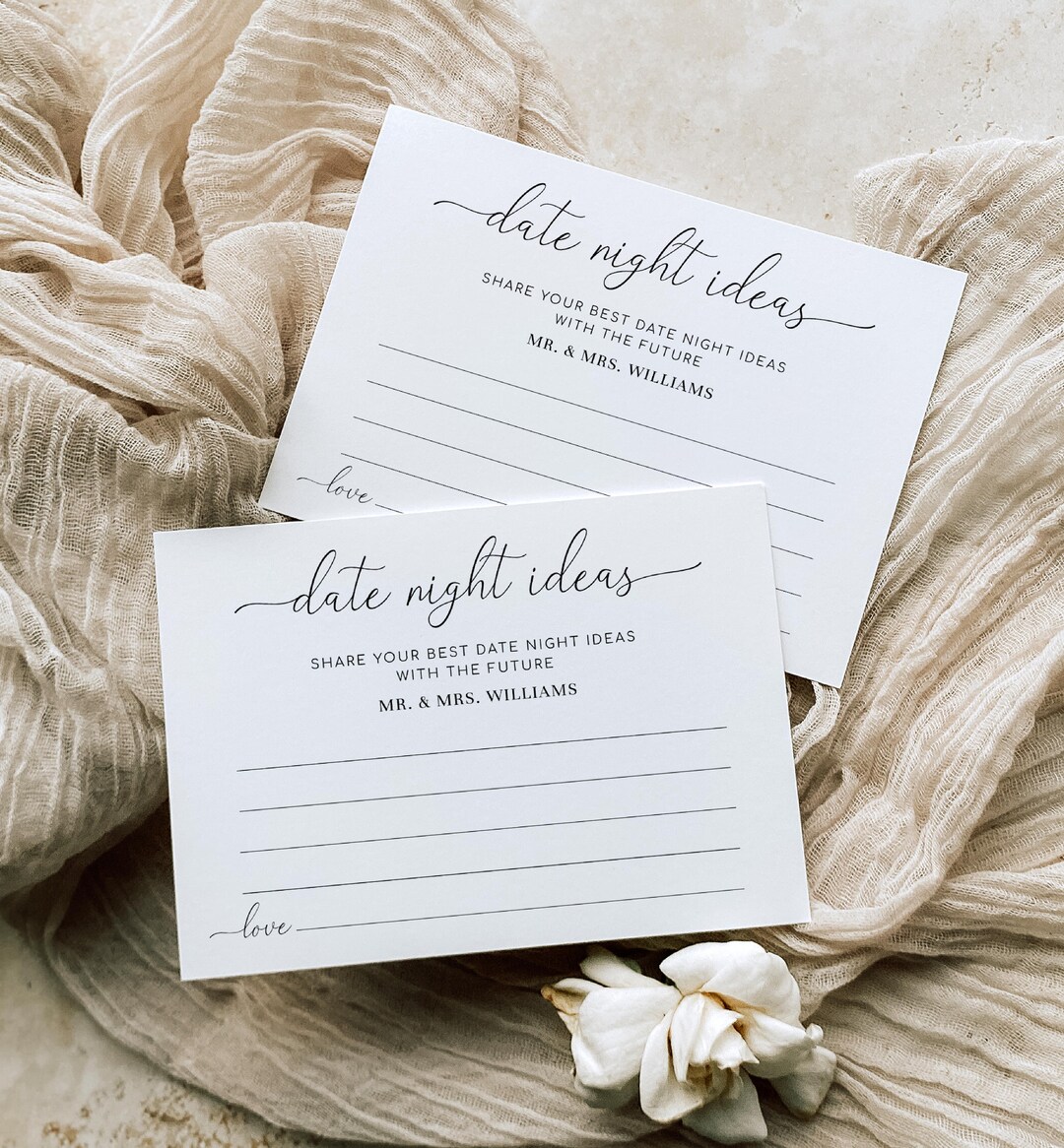 Printable Date Night Ideas Sign and Card, Minimalist Newlyweds Advice ...