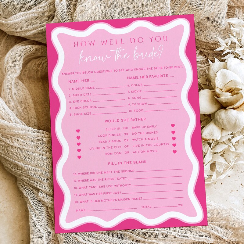 How Well Do You Know the Bride - Etsy
