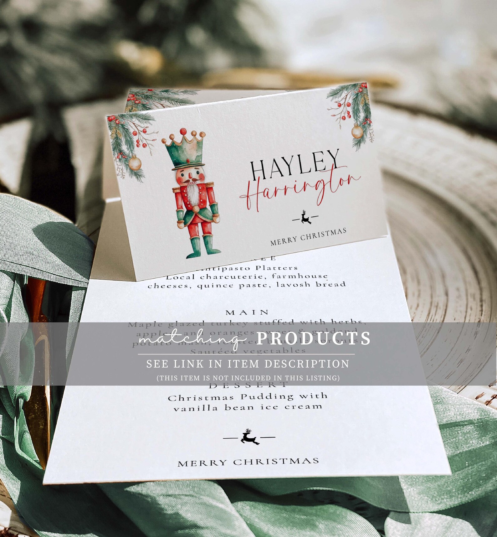 Nutcracker Christmas Menu Card, Printable Christmas Dinner Menu ...