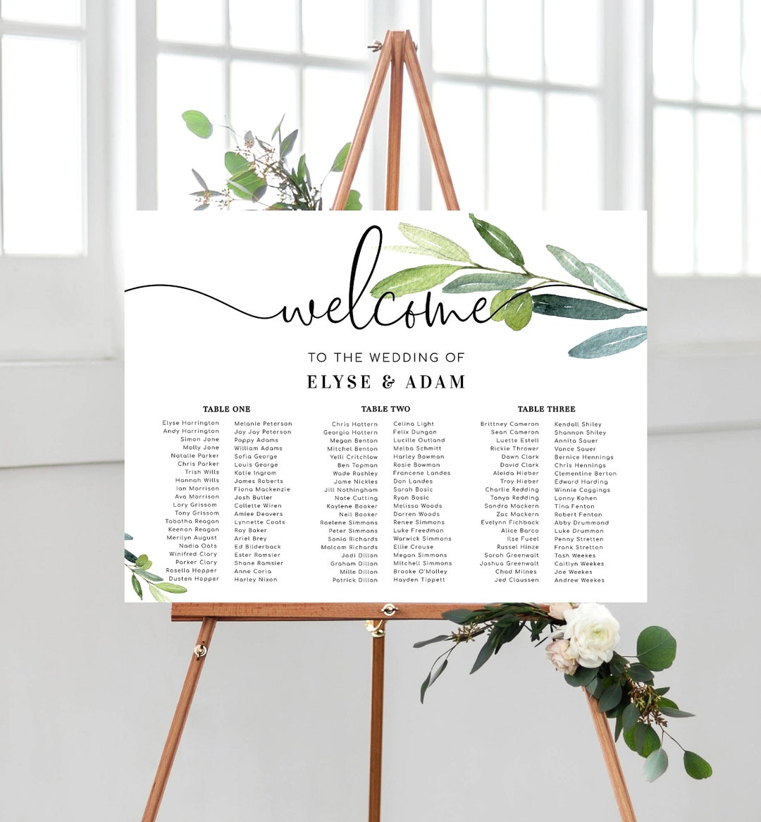 Printable Wedding Table Plan, 3 Long Banquet Tables Wedding Seating ...