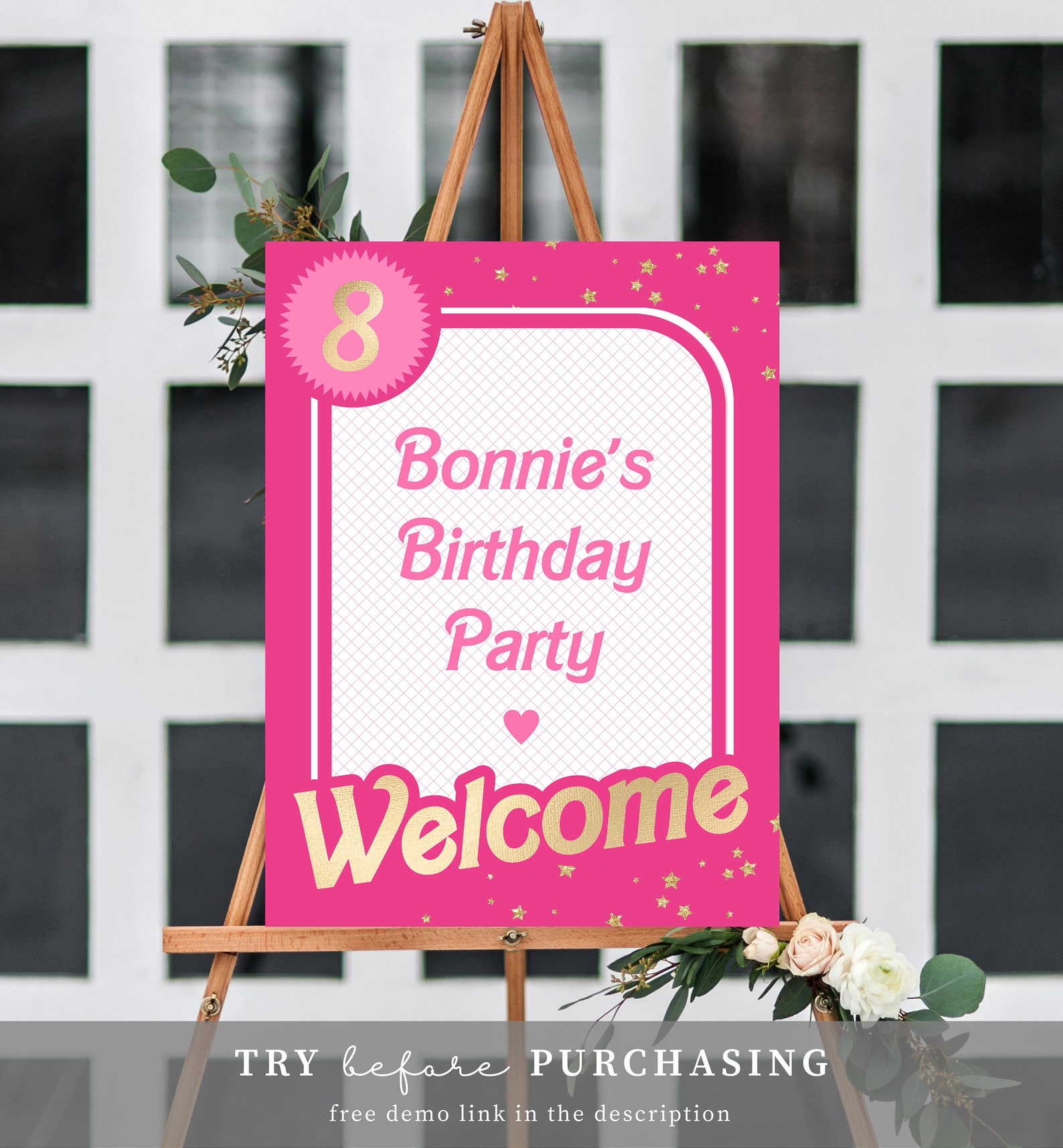 Printable Welcome Sign Printable Editable Pink Gold - Etsy