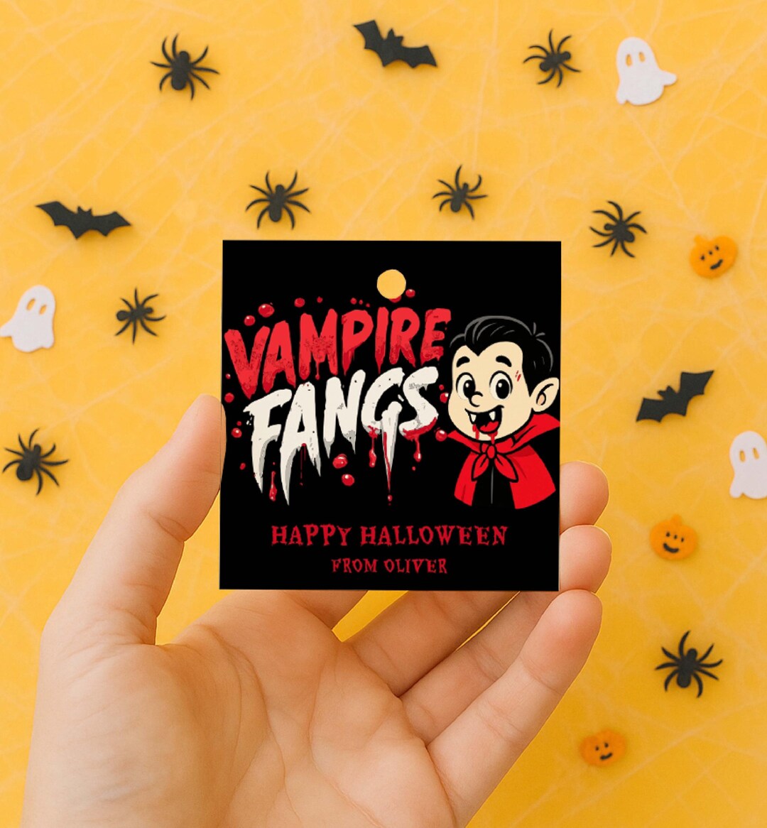 Vampire Fangs Favor Tags: Printable Halloween Candy Teeth (DIY Template ...