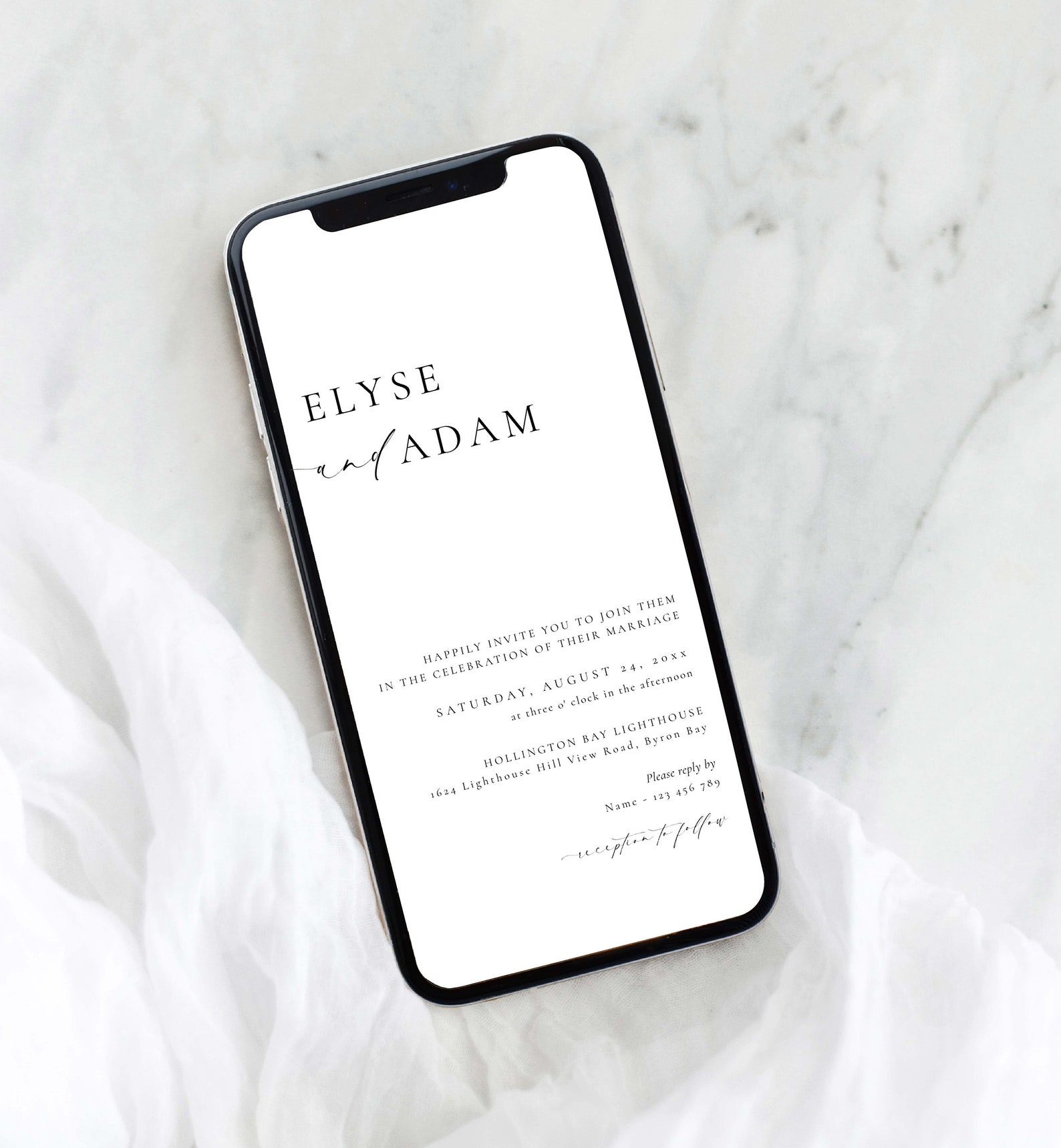 Digital Wedding Smartphone Invitation and Details, Electronic Text ...