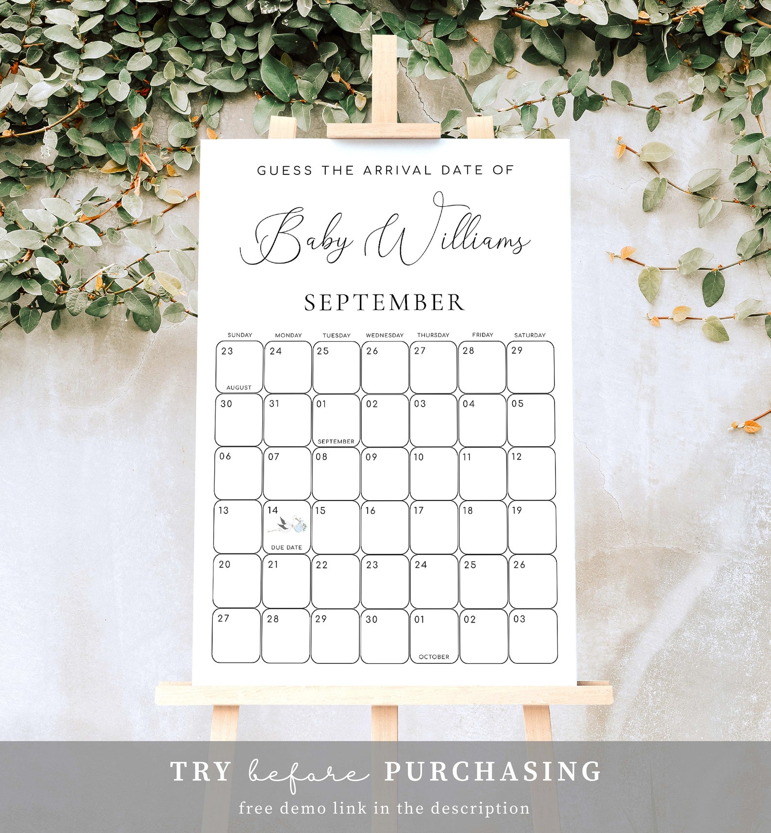 Guess the Arrival Date Game Sign, Minimalist Printable Guess the Due ...