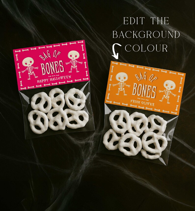 Bag of Bones Treat Tag: Printable Halloween Favor Bag Topper (DIY ...