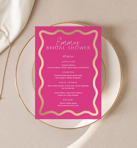 Printable Bridal Shower Menu Template