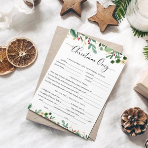 Printable Christmas Quiz - Editable Christmas Holly Greenery Festive ...