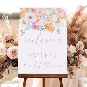 Printable Welcome Sign Template, Printable Spring Floral Bridal Shower ...