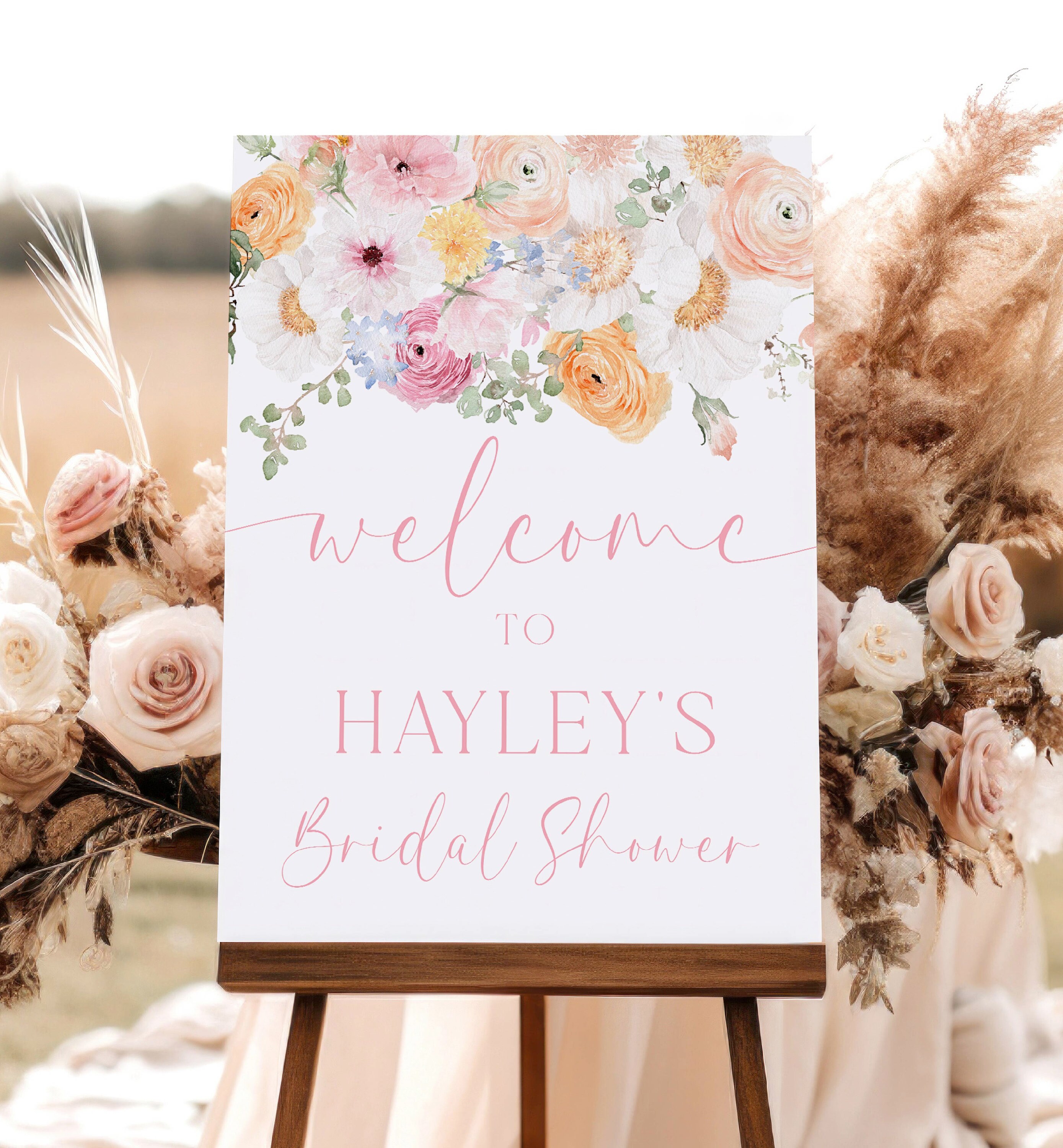 Spring Floral Bridal Shower Welcome Sign Template (printable), Millie ...