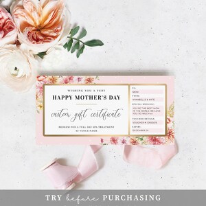 Happy Mother's Day Gift Voucher, Fully Custom Printable Gift ...