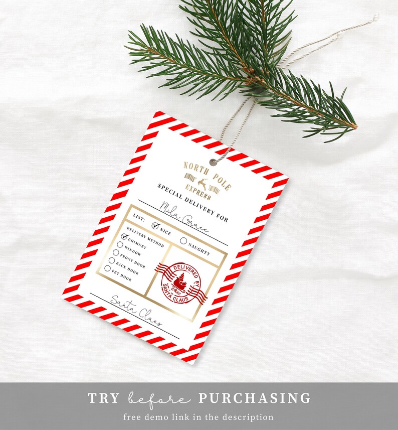 Printable Santa Gift Tags North Pole Express Special Delivery - Etsy